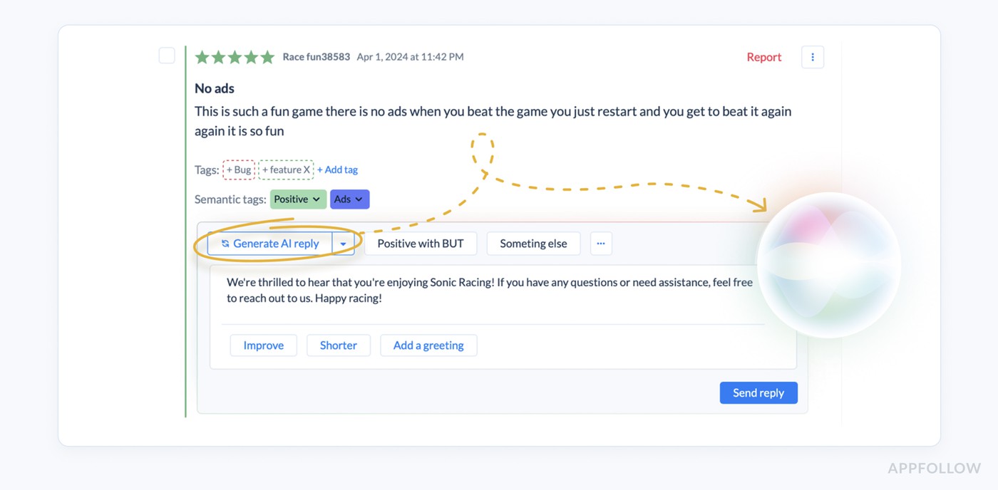 What are the benefits of AI-powered review management for mobile apps?